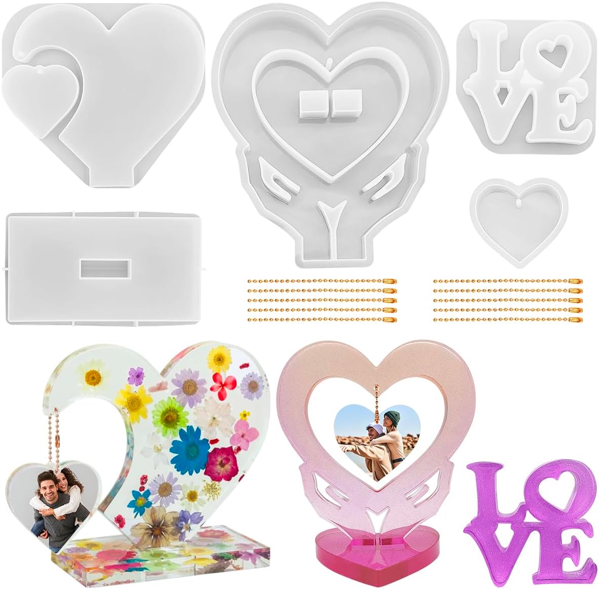 Amazon.com: 3 Sets Large Photo Frame Resin Molds, AIFUDA Heart Silicone ...
