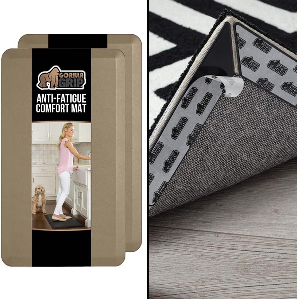 Amazon.com: Gorilla Grip Antifatigue Mat Set of 2 and Rug Grippers 12 ...