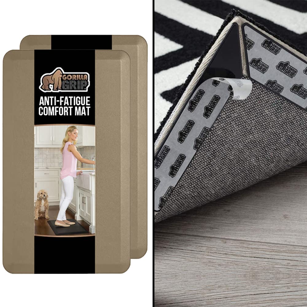 Amazon.com: Gorilla Grip Antifatigue Mat Set of 2 and Rug Grippers 12 ...
