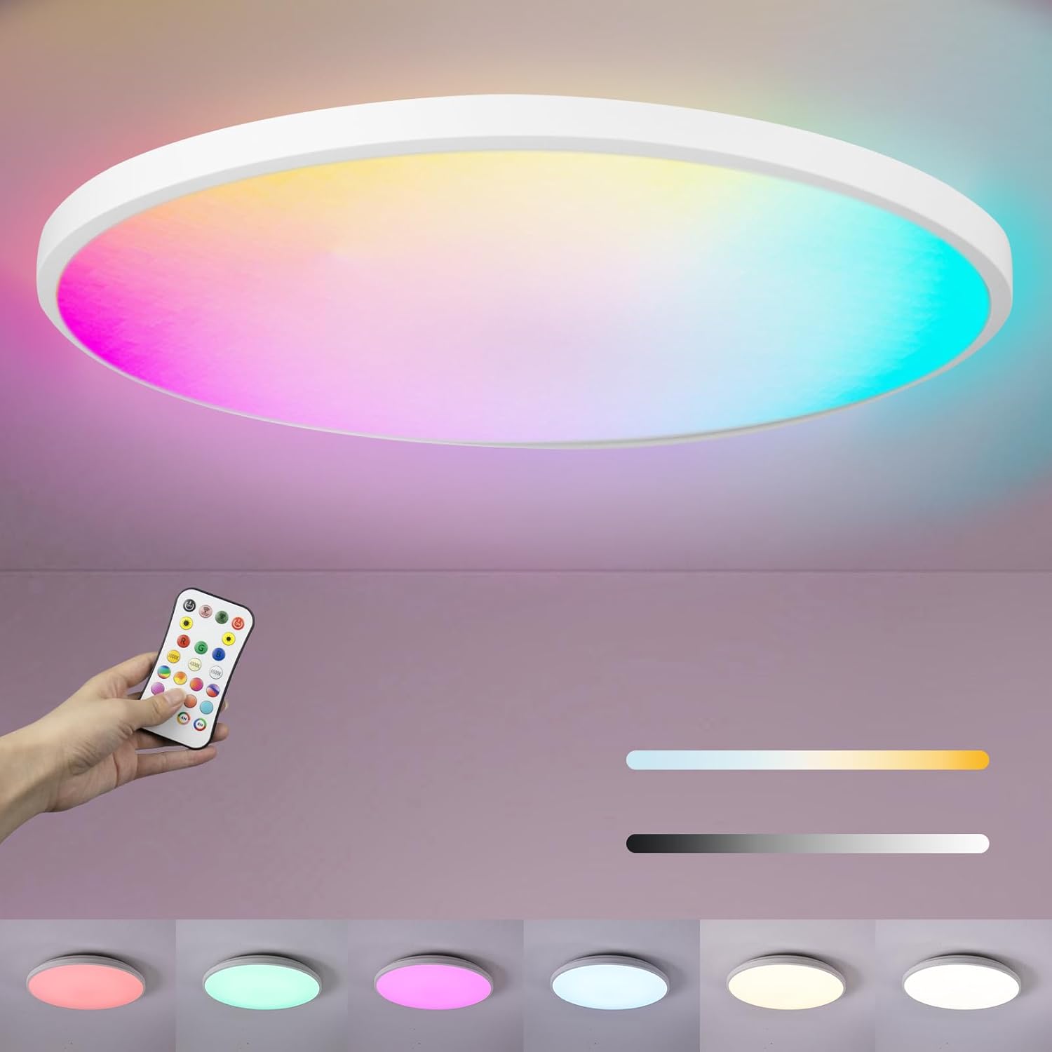 Humbgo Bathroom Led Ceiling Light Smart - 24W RGBCW Color 3000-6500k ...