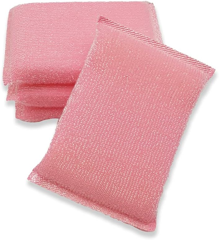 4 Pack Pink Pearl Scourers- Absorbent Streak Free Cleaning- Scrubber ...