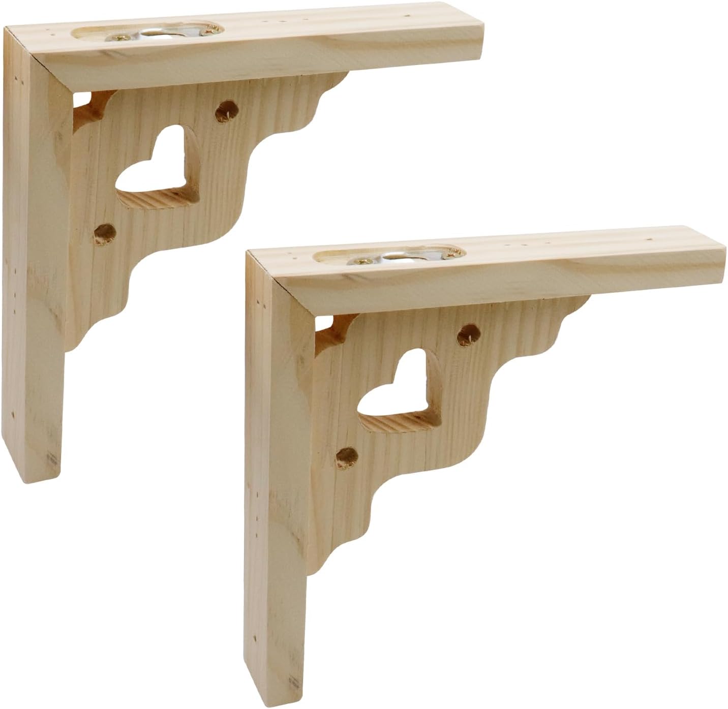 Antrader 2PCS Wooden Shelf Brackets,7" Wall Mount Natural Wood Bracket ...