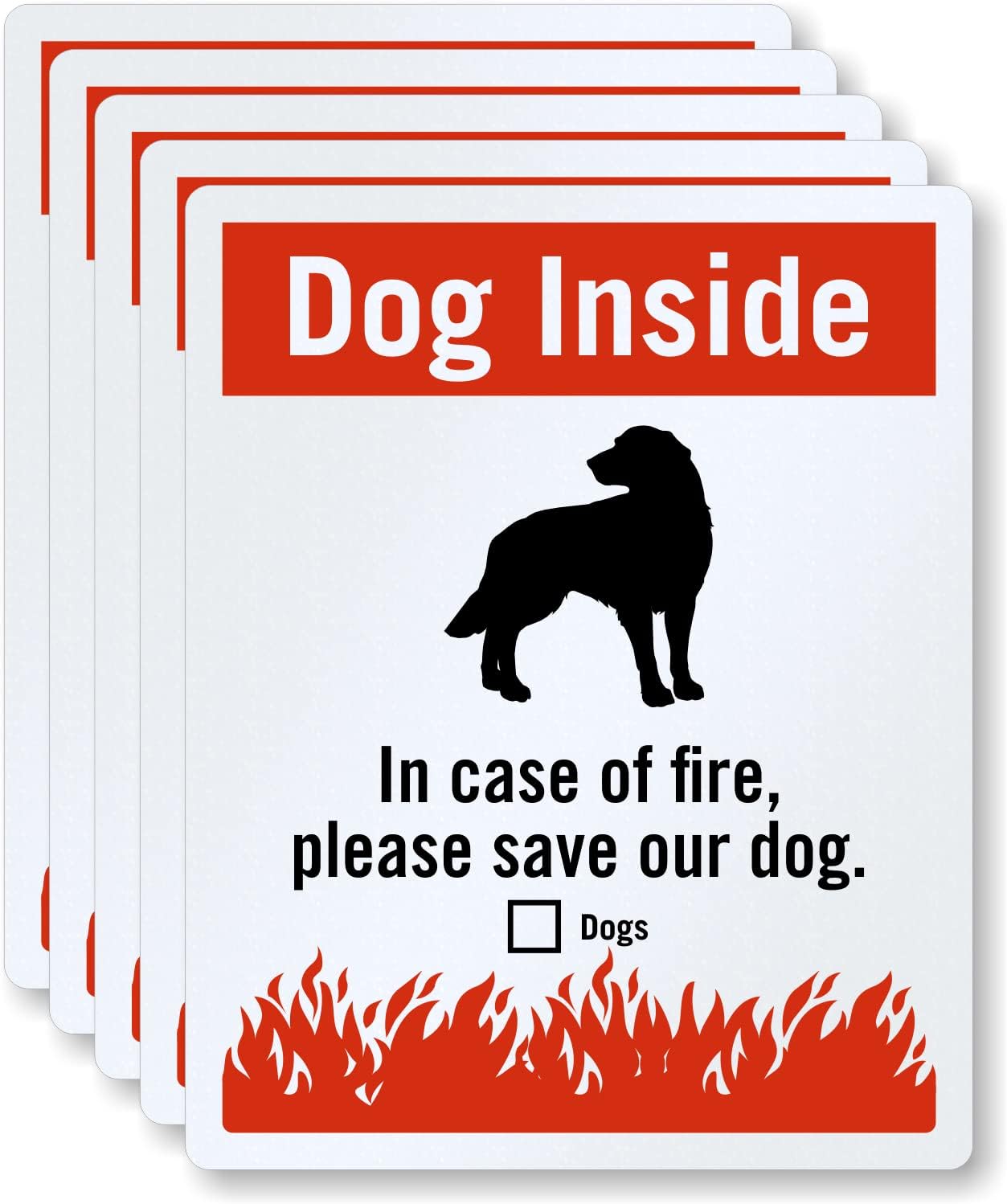 Amazon.com : SmartSign (Pack of 5) 5 x 4 inch “Dog Inside - in Case of ...
