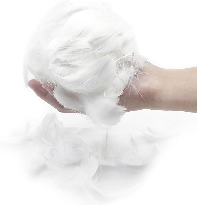 EUPSIIU 300 Pieces Feathers for Crafts White Feathers Natural Goose ...