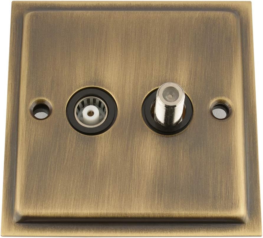 Antique Brass Slimline/Elegance TV/Ariel & Sky/Satellite Socket Black ...