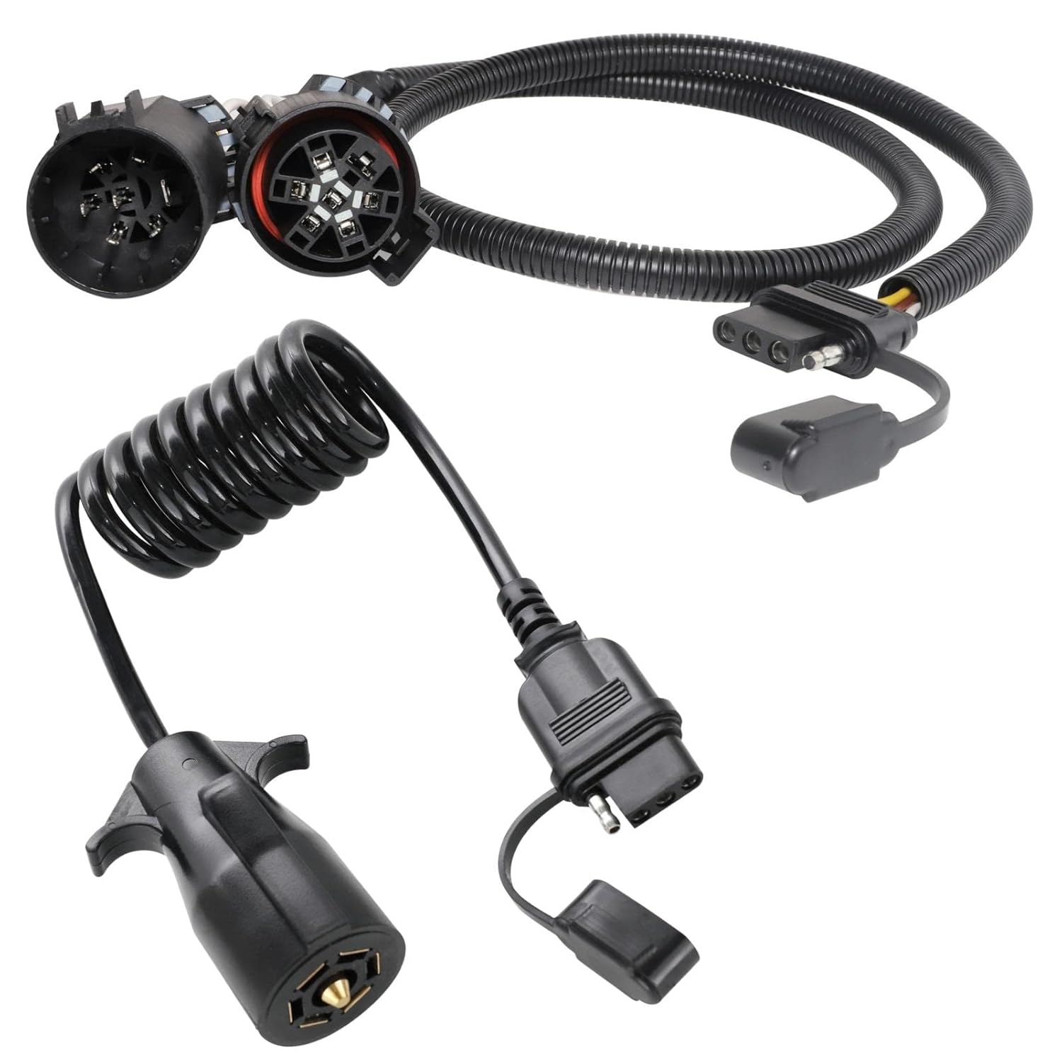 Amazon.com: MECMO 7 Pin to 4 Pin Extension Coiled Cable 5Ft with USCAR ...