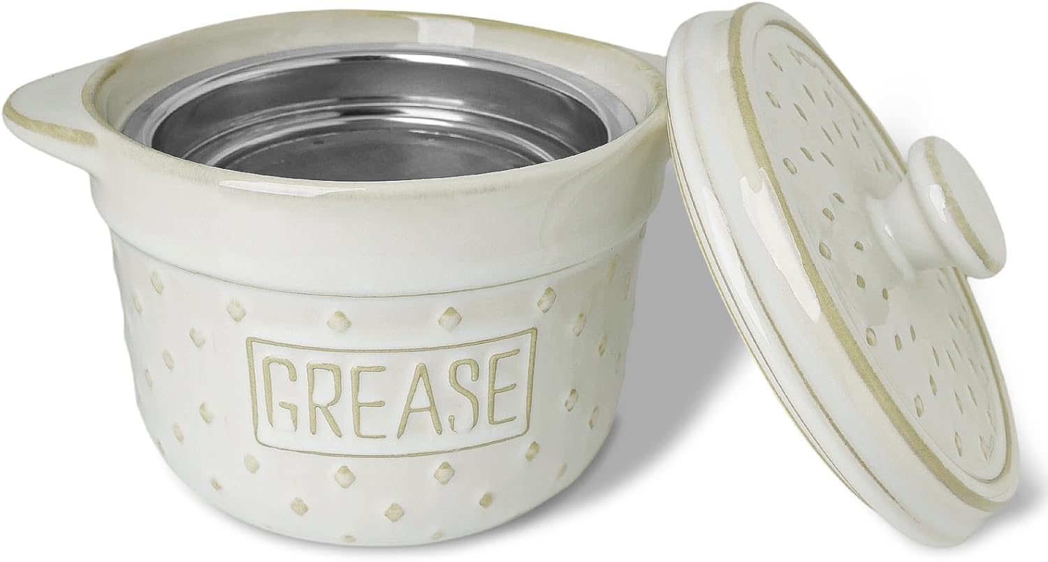 Amazon.com: GDCZ Ceramic Bacon Grease Container with Strainer, 18 Oz ...