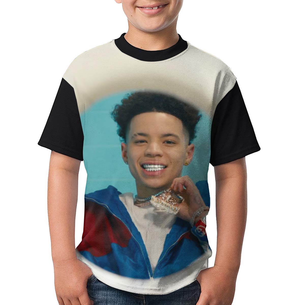 Buy Cheerful D Lil Mosey Boys Short Sleeve Leisure T-Shirts L Black at ...