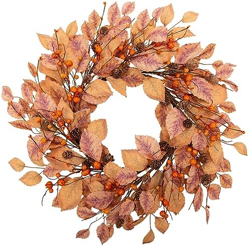 Amazon.com: Yitekrg Fall Wreath 16 Inches Autumn Wreath with White ...