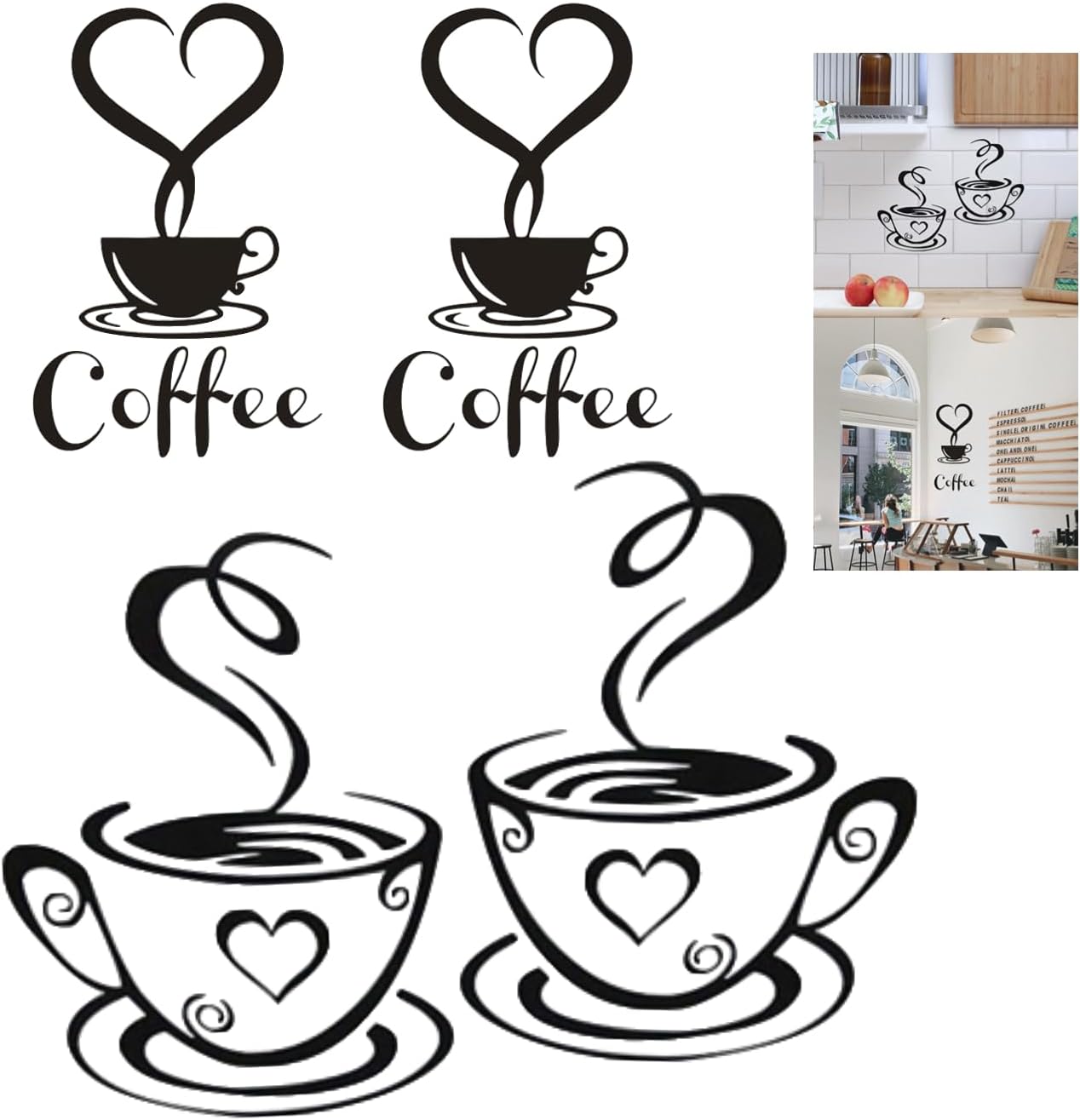 Amazon.com: AWAKINK Coffee Tea Cup Wall Stickers Murals Coffee Beans ...