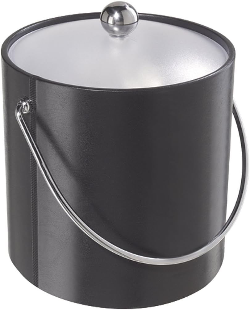 Amazon.com: OGGI Vinyl Ice Bucket- Black Vinyl Ice Bucket with Lid and ...