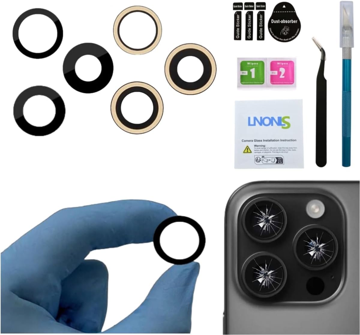 Amazon.com: 3pcs OEM Original Back Rear Camera Glass Lens Replacement ...