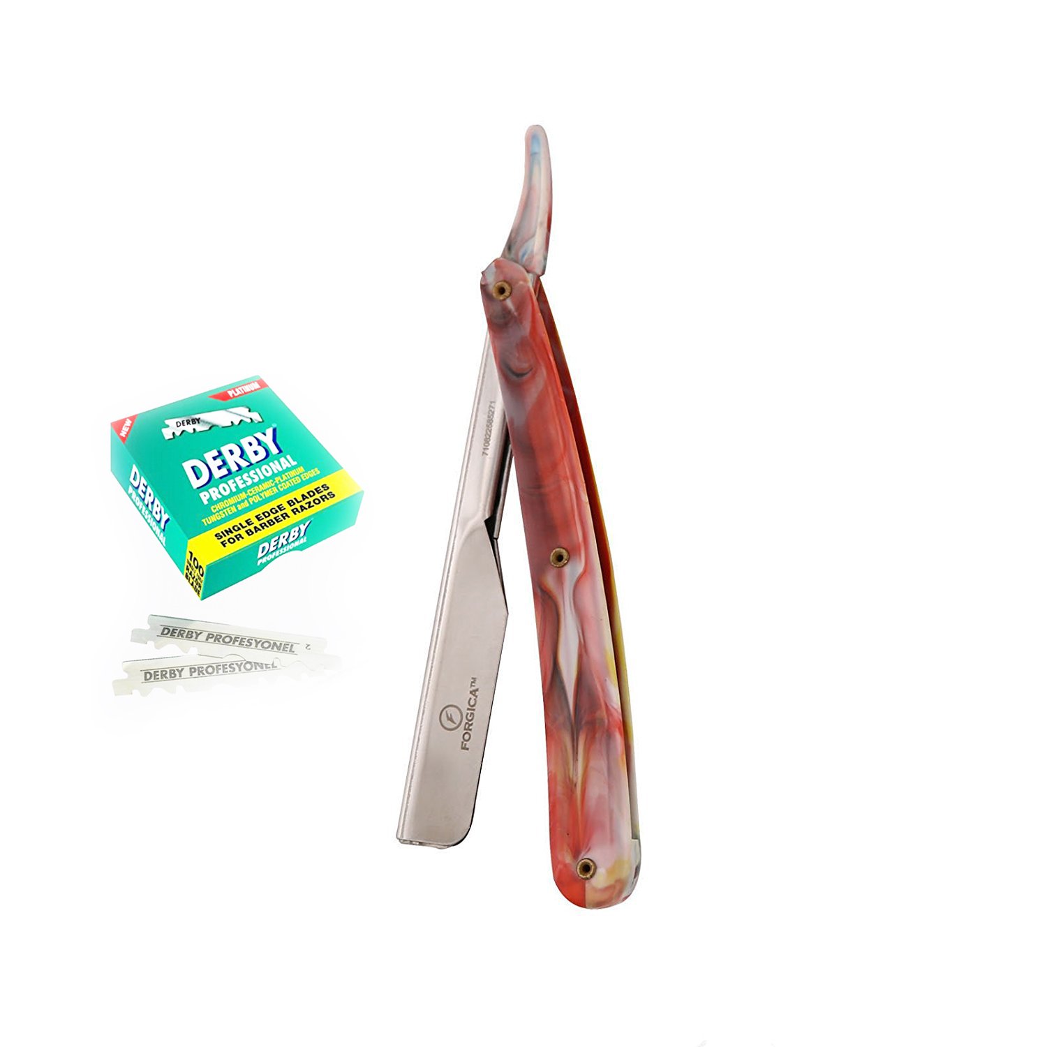 Amazon.com: Professional Straight Edge Razor with 100 Single Edge Derby ...