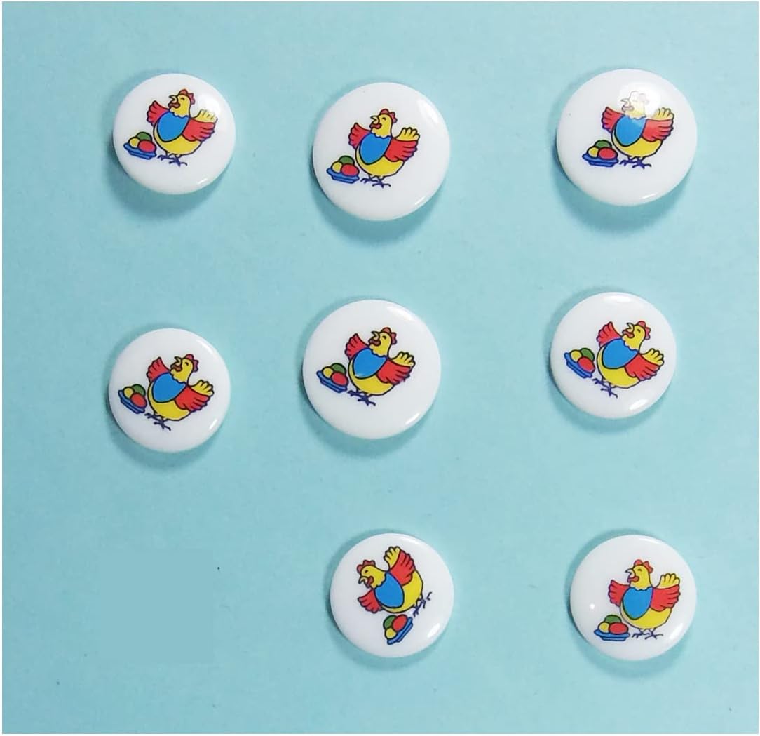 Amazon.com: SEW TRENDS 8 Pcs Happy Rooster Hen Chicken White Round Kids ...