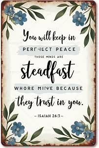 Amazon.com: Metal Tin Isaiah 26_3 You Will Keep in Perfect Peace Those ...