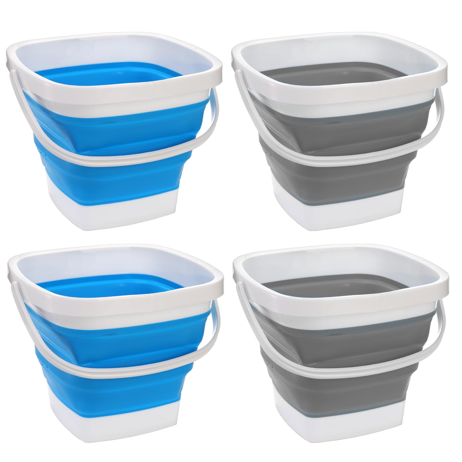 Peohud 4 Pack Collapsible Bucket, 1.3 Gallon (5L) Portable Space Saving ...