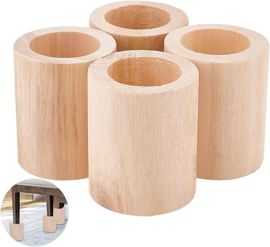 OLYCRAFT 4Pcs Cylinder Wood Bed Risers 39.5mm ID Wood Furniture Risers ...