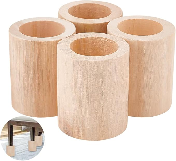 Amazon.com: OLYCRAFT 4Pcs Cylinder Wood Bed Risers 1.5 Inch ID Wood ...