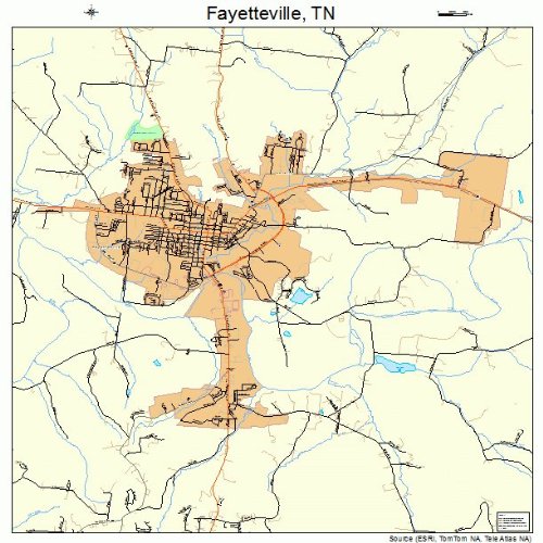 Amazon.com : Large Street & Road Map of Fayetteville, Tennessee TN ...