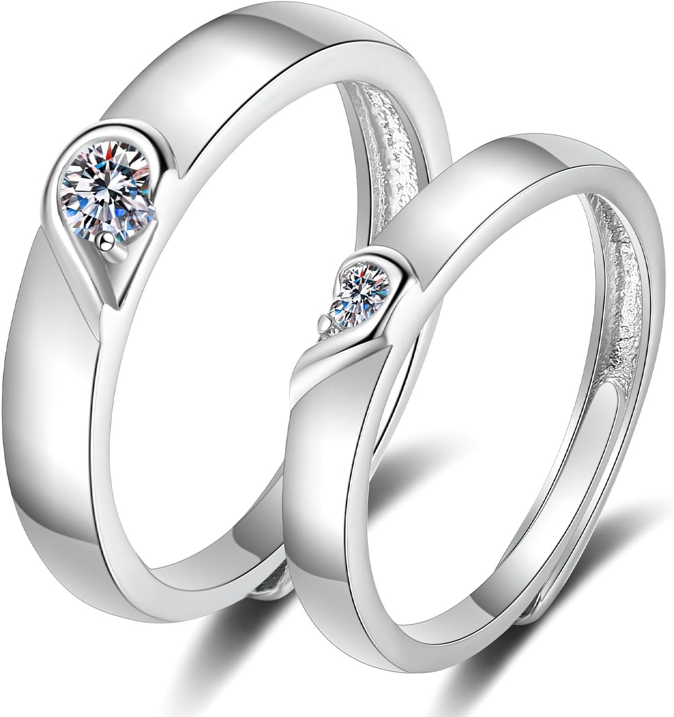 YQSENLIN Anillo Pareja Ajustable, Diseño de Forma de Corazón de ...