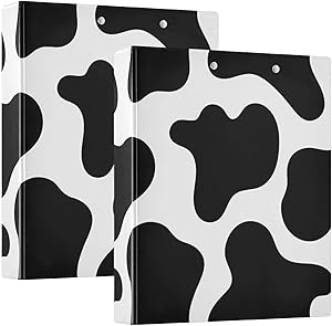 Amazon.com : Yasala D Ring Binder Black White Doodle Cow Print 1-1/2 ...