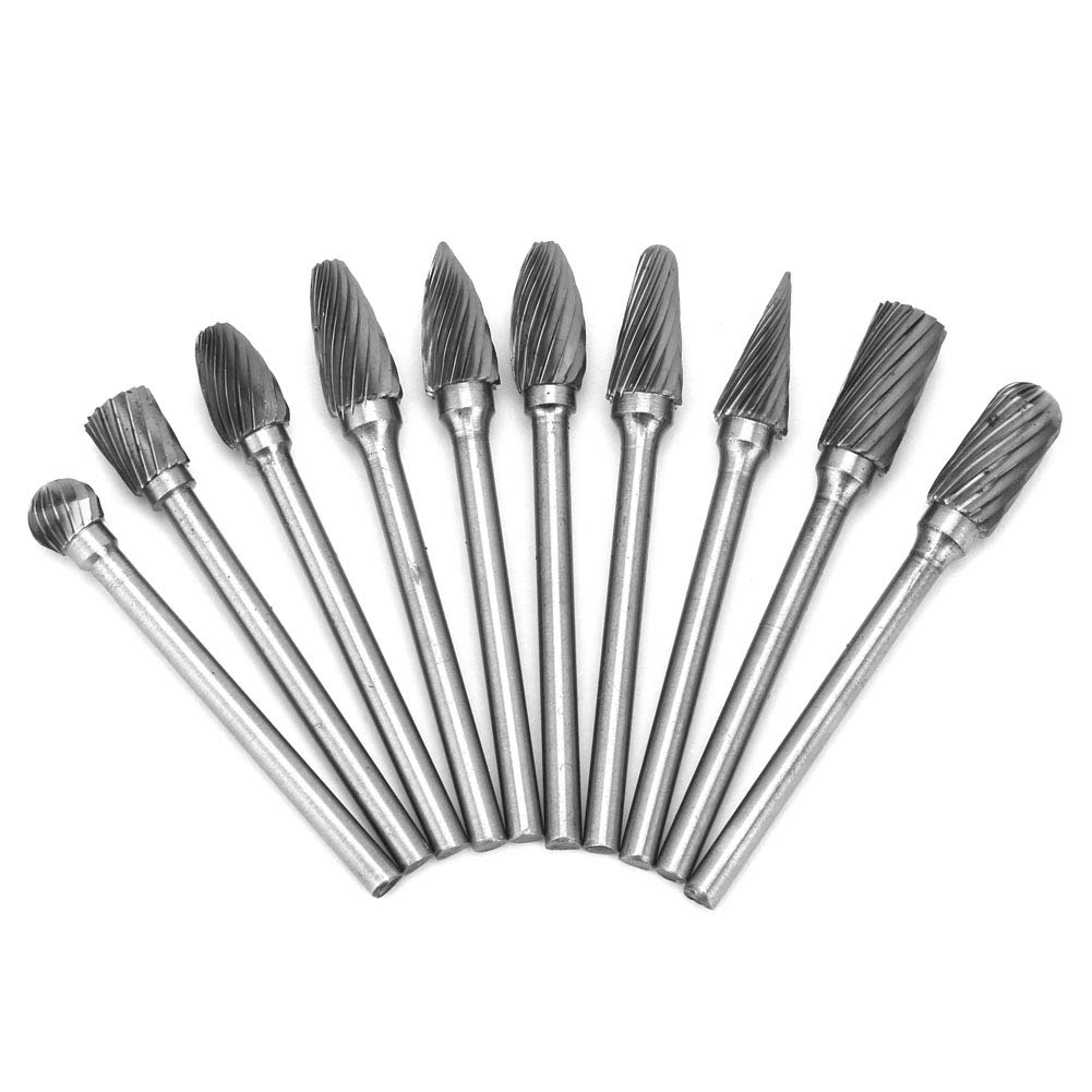 10PC HSS Routing Router Bits Burr Rotary Tools 1/8 Inch Shank Rotary ...