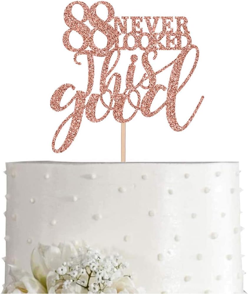 Amazon.com: 88 Rose Gold Glitter 88 Never Looked This Good Cake Topper ...