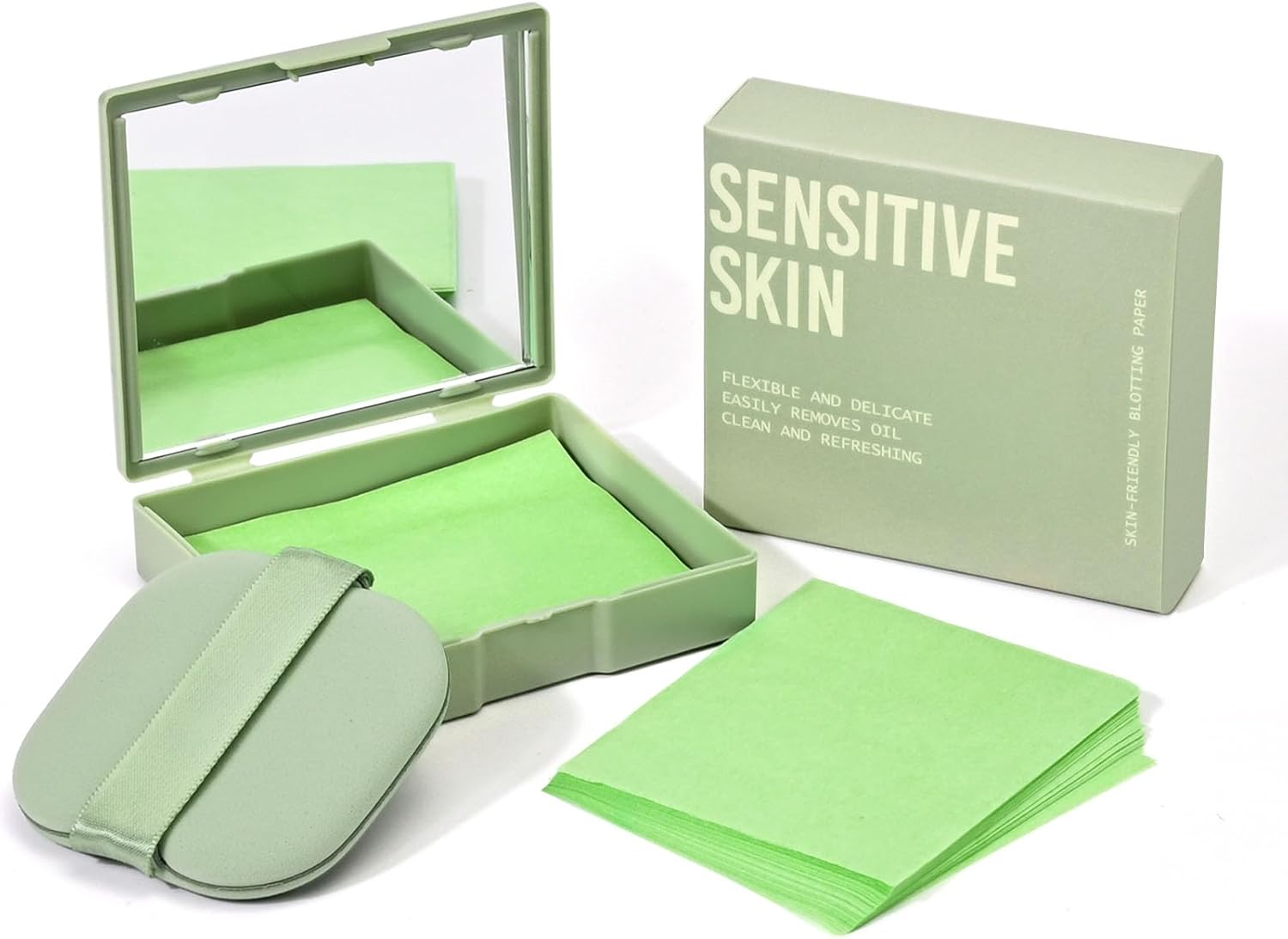 Amazon.com: KYDA 200 Sheets Oil Blotting Paper with Mirror and Puff ...