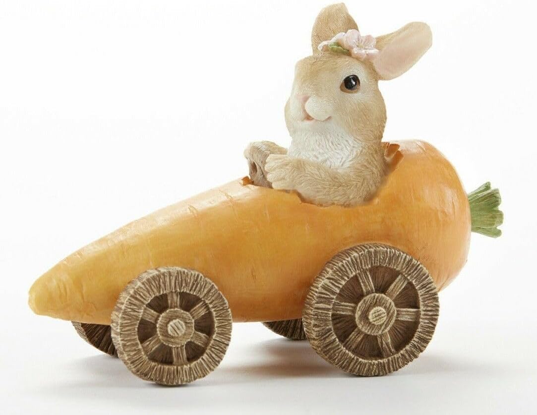 Amazon.com: New Bunny Carrot Car 6.5" x 4.5" Resin Whimsical Country ...