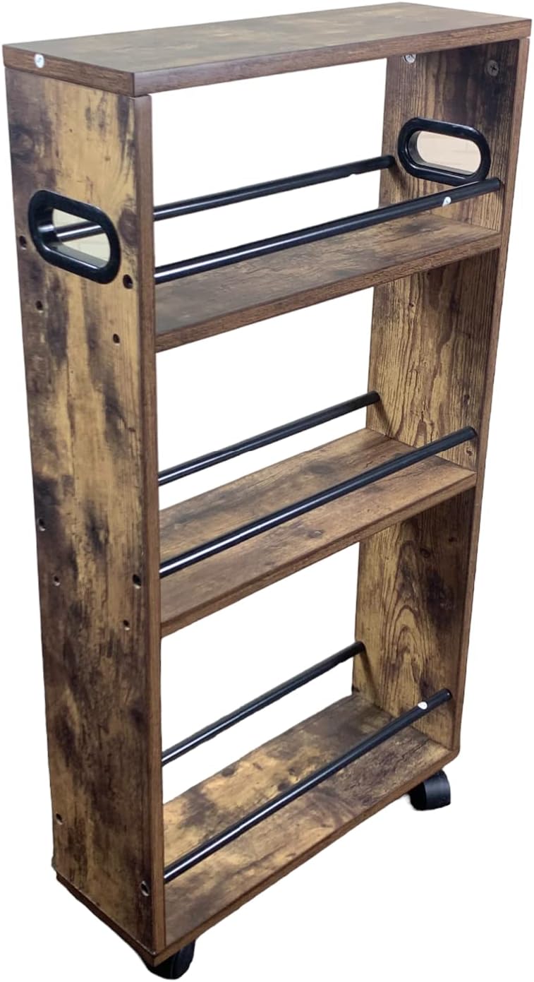 STARNINE 3 Tier Wooden Storage Cart Slide Out Rolling Kitchen Cart Home ...