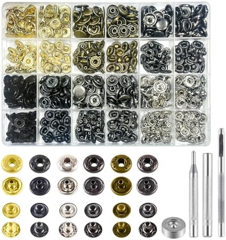 132 Sets Snap Fastener Kit Button Tool, MSDADA Leather Snap Buttons ...