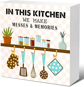 Amazon.com: Funny Kitchen Wood Block Signs In This Kitchen We Make ...