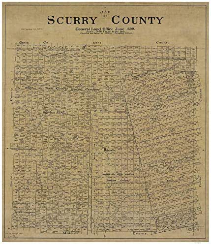 Amazon.com: Scurry County, Texas - 1899 - Old Wall Map Reprint With ...