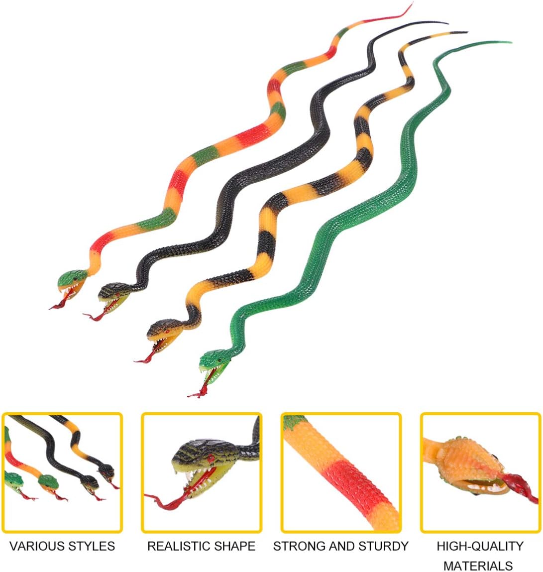 TOYANDONA 4 Pieces Realistic Snake Toy Plastic Fake Snake Prank Toy ...