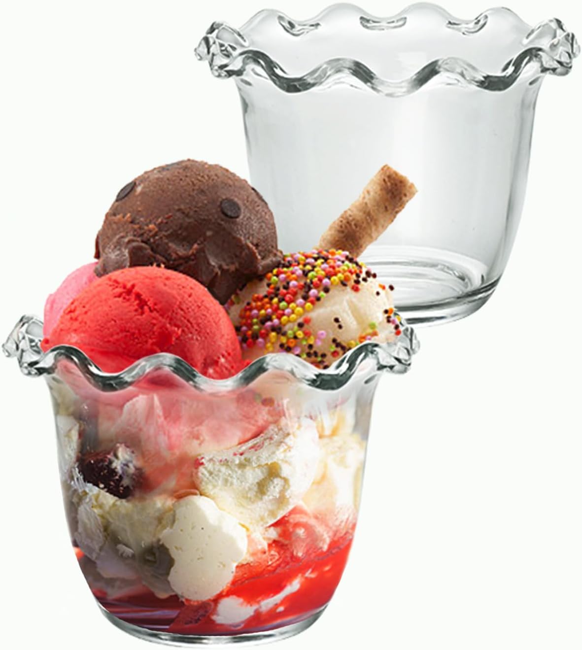 Amazon.com | Kannei tec Glass Ice Cream Bowls 5" Dessert Bowls Set 15 ...
