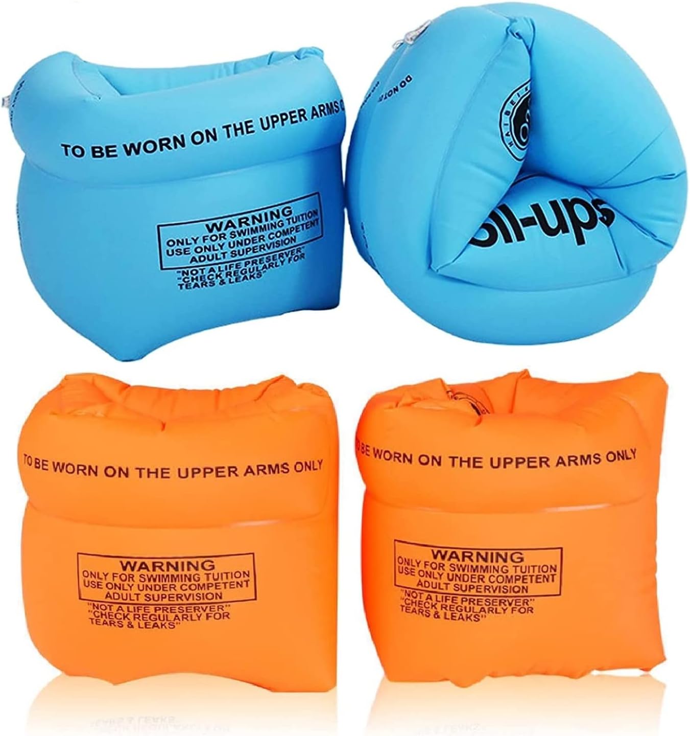 4 Pack Inflatable Swimming Armbands, Thickened Float Roll up Sleeves ...