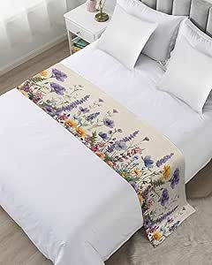 Amazon.com: Floral Purple Bed Runner Scarf Cal King Size,Luxury Bed Throw Runners & Scarves for ...