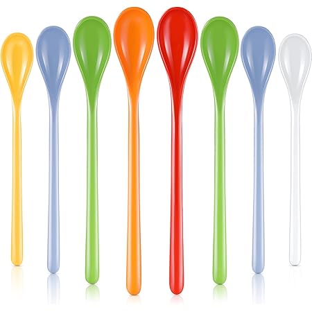 Amazon.com: Lallisa 8 Pcs Iced Tea Spoons Long Plastic Ice Handle Spoon ...