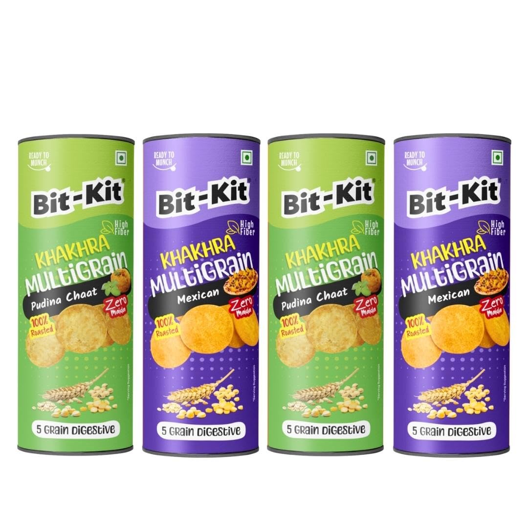 Bit Kit Multigrain Mexican (Pack of 2) & Pudina Chaat (Pack of 2) Coin ...