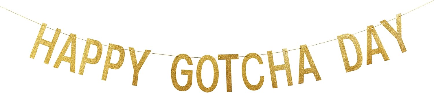 Amazon.com: Happy Gotcha Day Gold Glitter Dog Cat Adoption Party ...