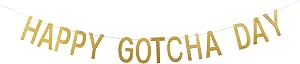 Amazon.com: Happy Gotcha Day Gold Glitter Dog Cat Adoption Party ...