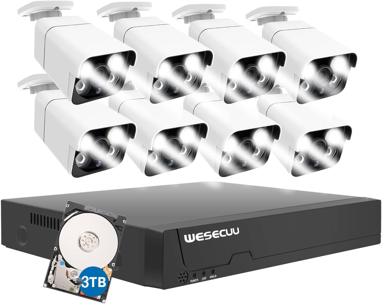 Amazon.com: WESECUU Poe 安全攝影機系統,4K 閉路電視攝影機安全系統 4 個 IP 家庭安全攝影機 戶外雙向通話,人體 ...