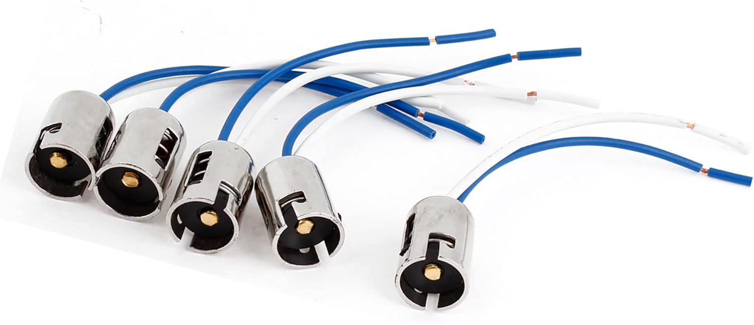 ACROPIX Universal 1156 Turn Tail Wired Light Socket Silver Tone - Pack ...
