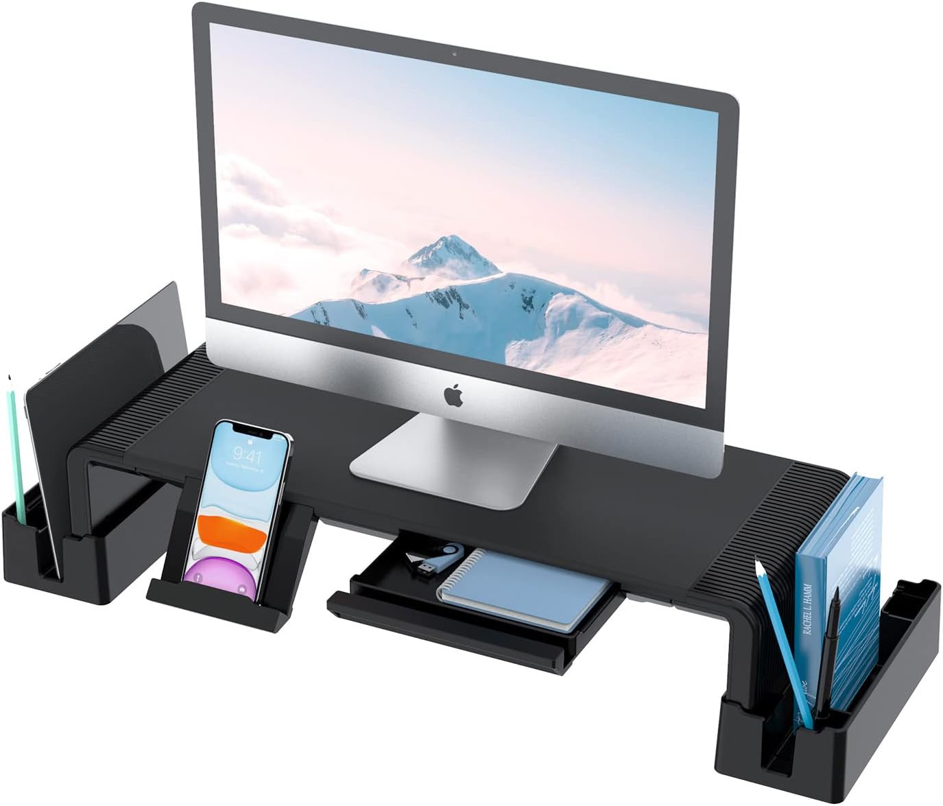 Amazon.com: Nasuque Monitor Stand Riser, Adjustable Desktop Shelf ...