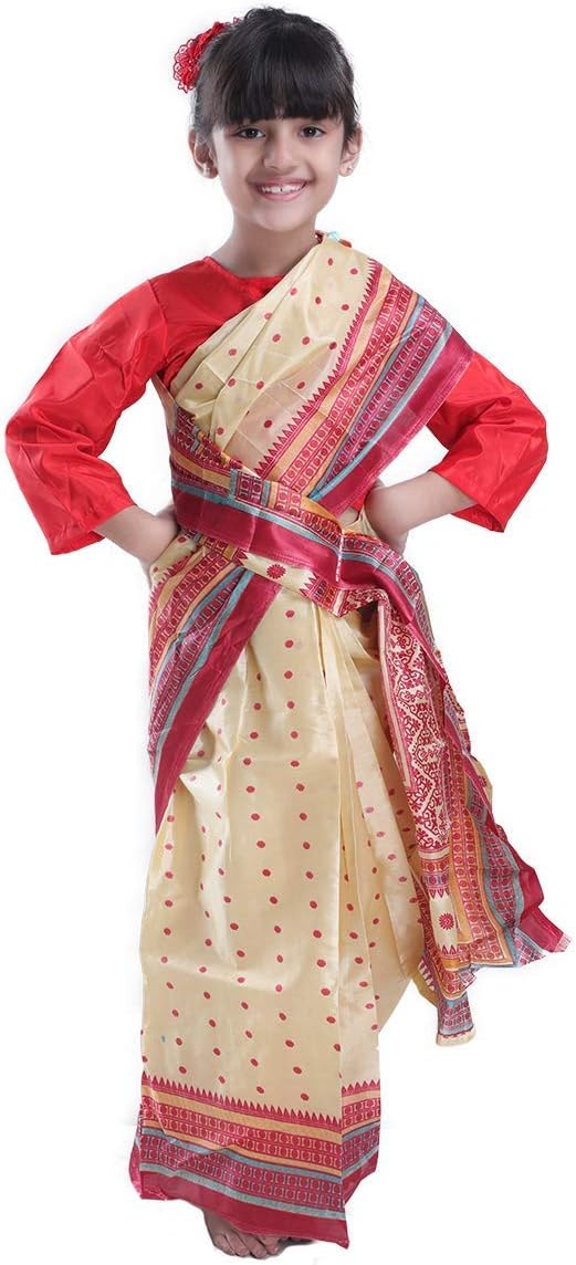 Amazon.com: TEALWOLF Assamese Bihu Saree Fancy Dress for Girls ...