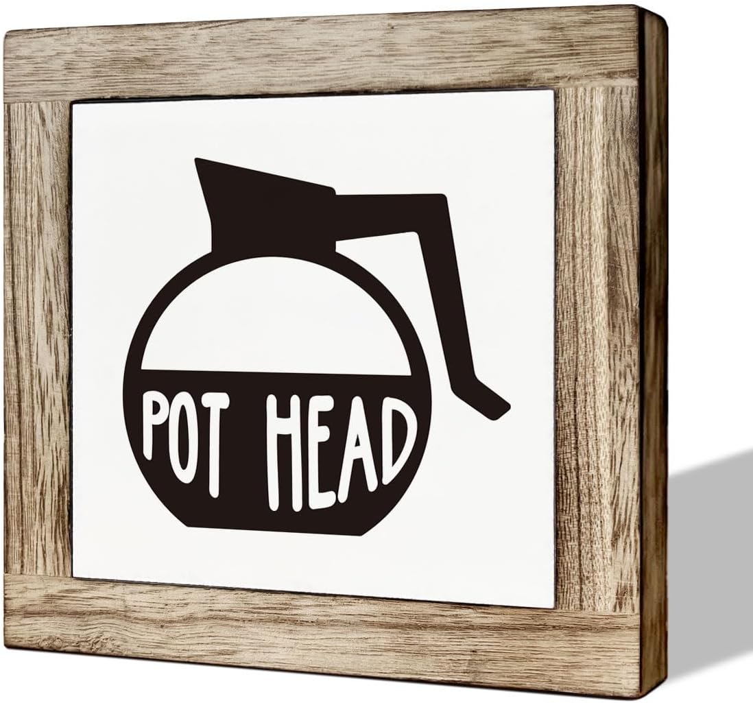 Amazon.com: Coffee Pot Head Sign, Wooden Box Decor Set for Home ...