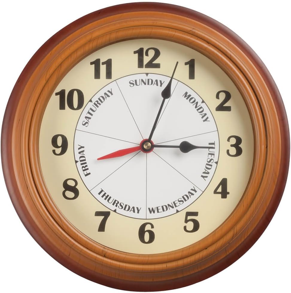 Amazon.com: Mwfus Day of The Week Clock with Time of Day Combination ...