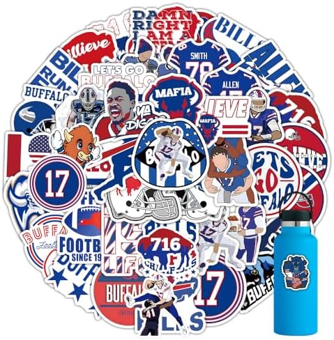 Amazon.com: 104Pcs Football Rugby Buffalo Stickers for Water Bottle ...