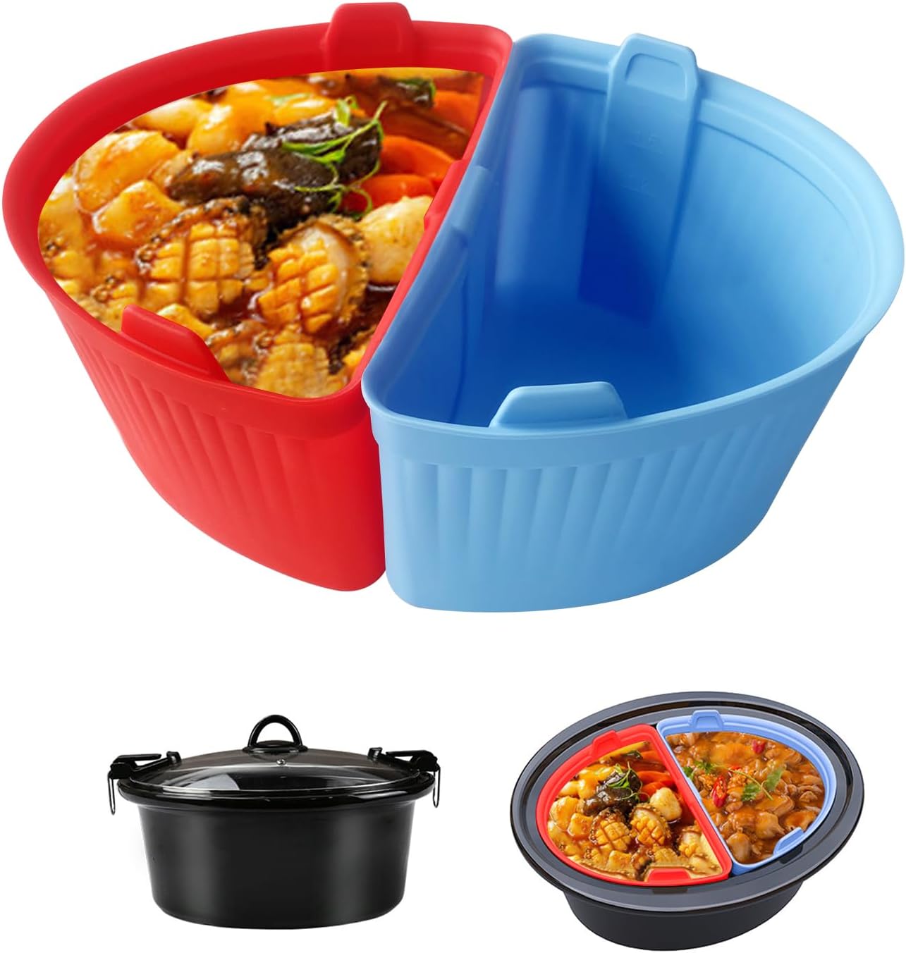 Leakproof Slow Cooker Divider Liners, Midnadiy Reusable Silicone ...