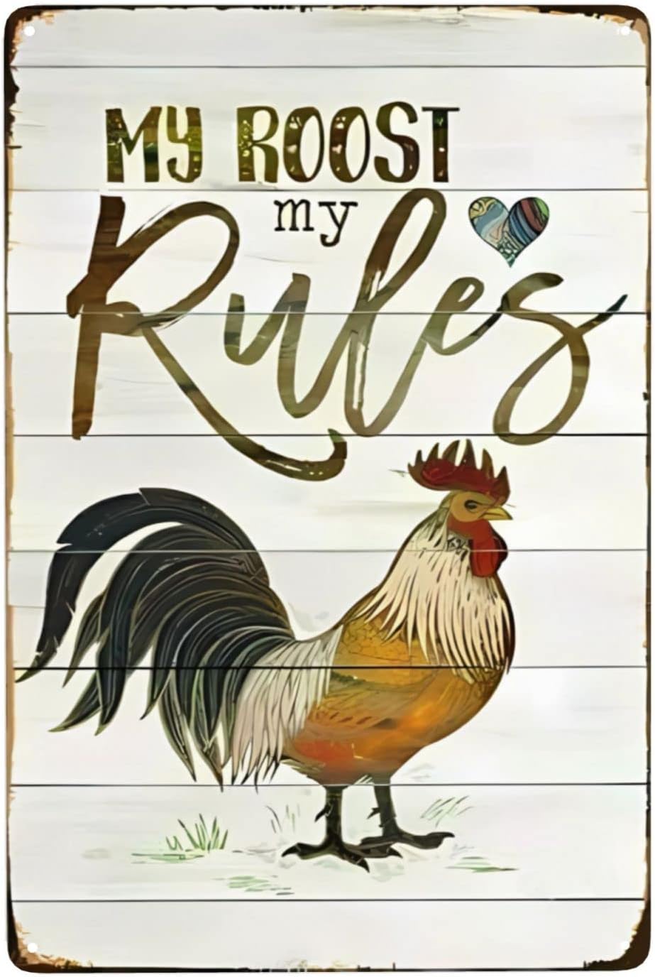Amazon.com: Tin Sign Retro Chicken My Roost My Rulse Metal Tin Sign ...